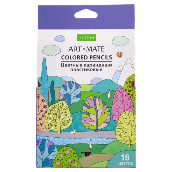 Карандаши цветные 18 цв пластик Hatber ART-Mate к/к . ECO , Хатбер 2024г. 154,00р.